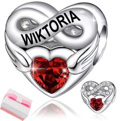 SREBRNY CHARMS ZAWIESZKA SERCE NIESKOŃCZONOŚĆ IMIĘ WIKTORIA WIKA SREBRO ...